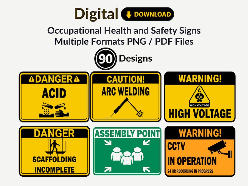Occupational Health and Safety Signs PDF Warning Signs Safety Signage ...