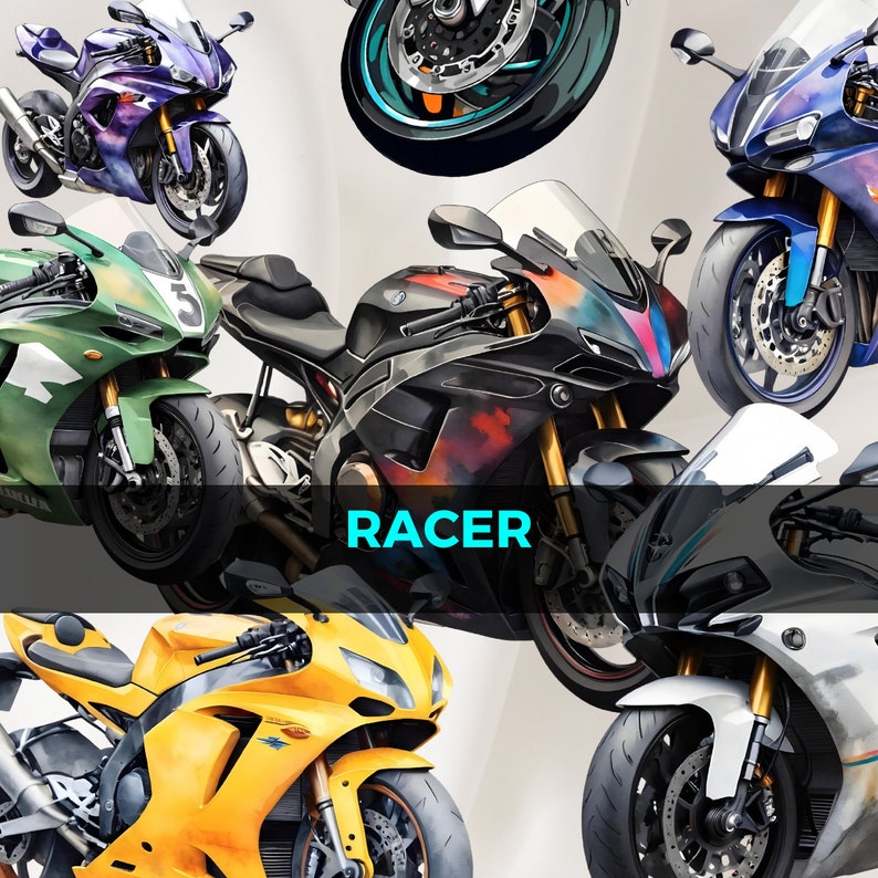 Motorcycle Clipart PNG Mega Bundle: Biker & Racing Graphics (100 Pngs ...