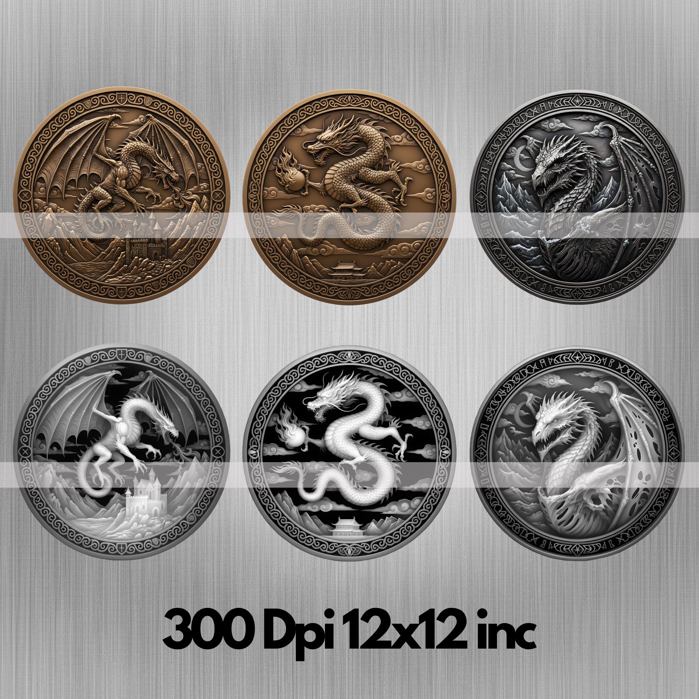 Dragon Coin Depth Map Bundle: 3D Embossing Depth Maps for Laser ...