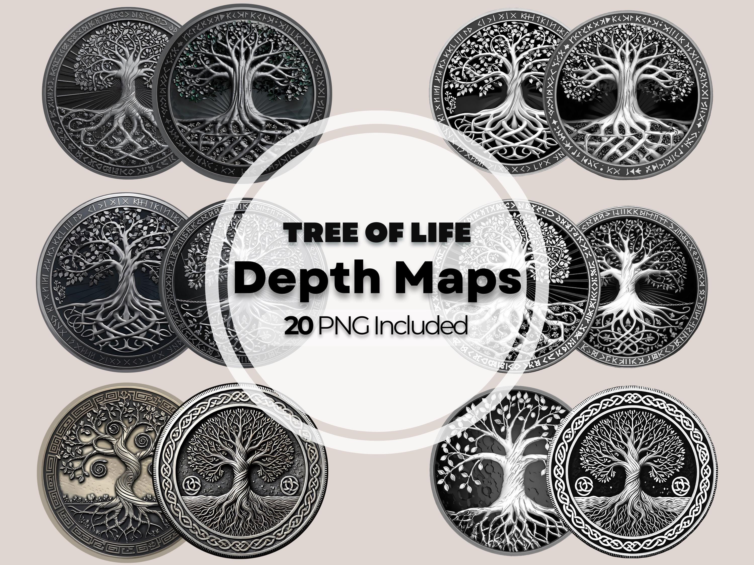 Tree of Life Coin PNG Bundle Laser Engraving Depthmaps Tree of Life ...