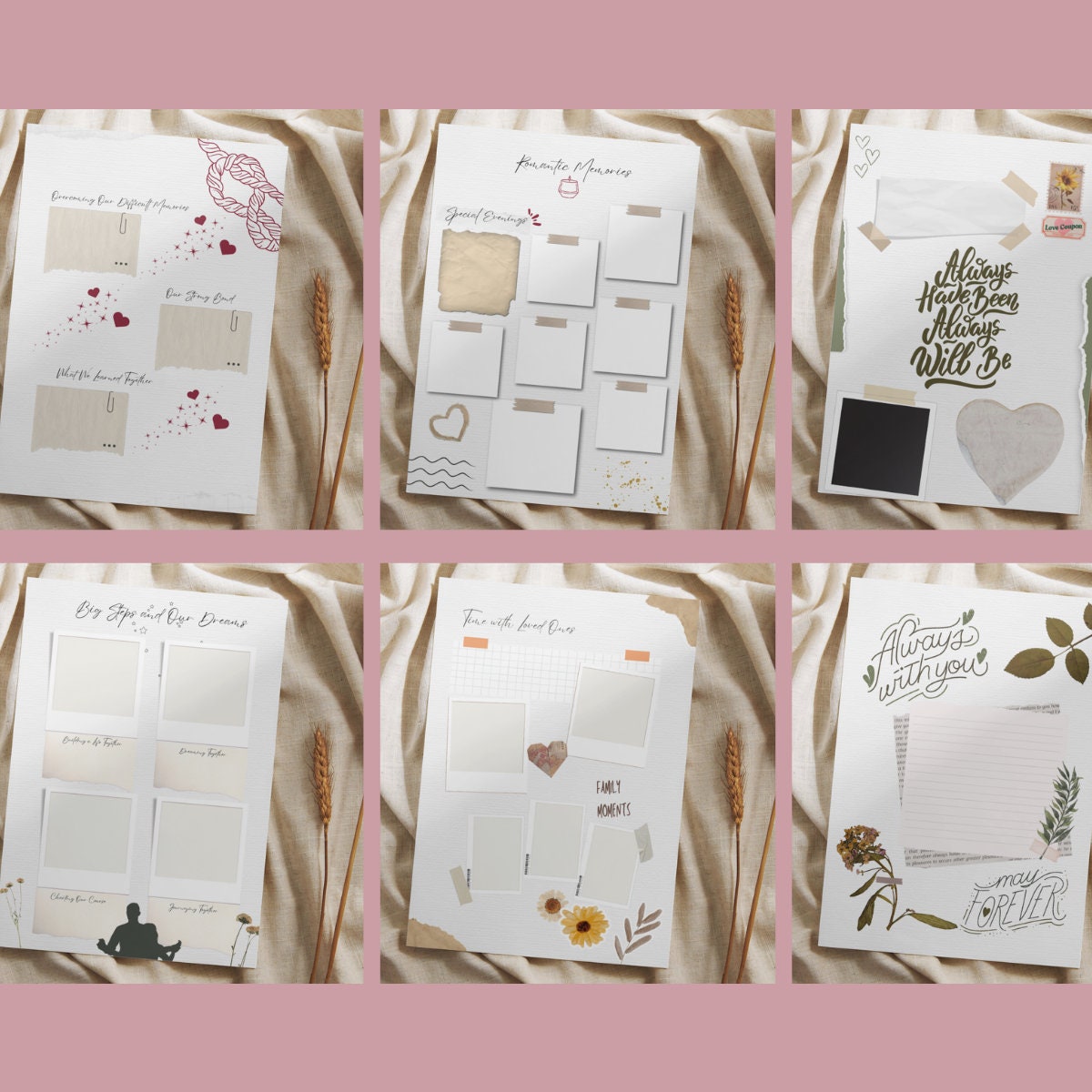 DIY Couple Scrapbook Journal Pages Template DIY Love Album Pages Couple ...