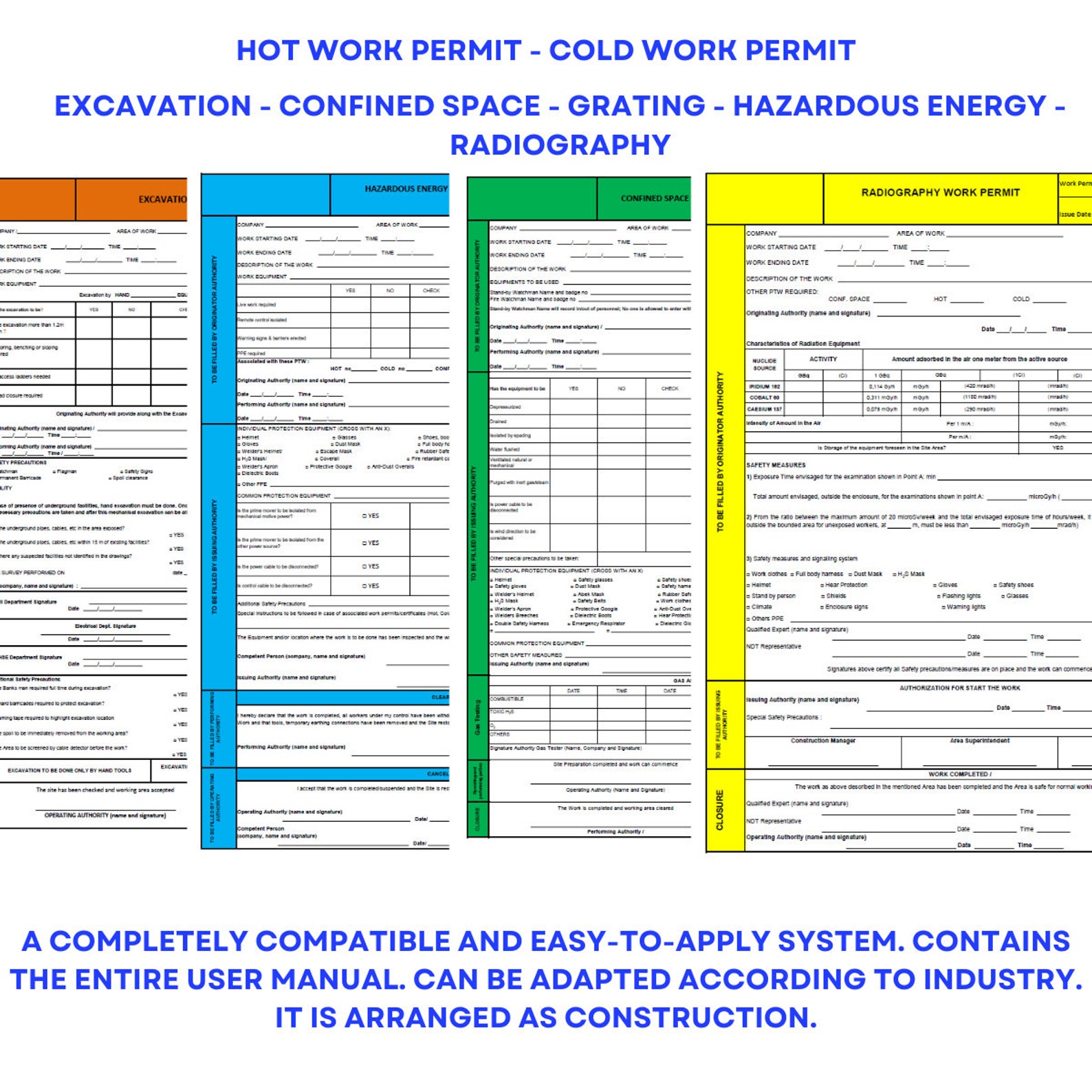 Osha/iso45001-compliant Permit to Work Procedure and Templates Permit ...