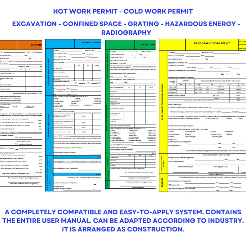 Osha/iso45001-compliant Permit to Work Procedure and Templates Permit ...