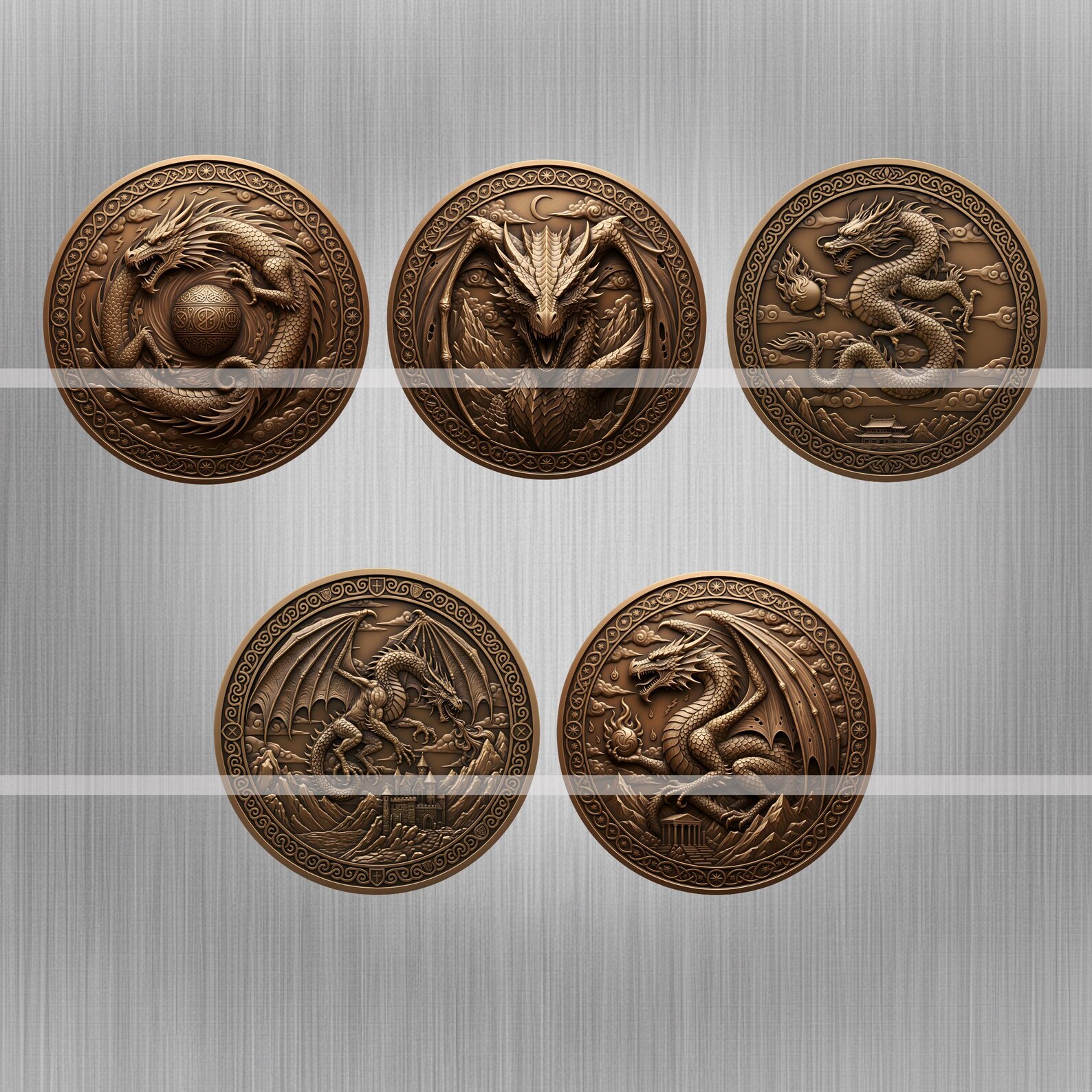 Dragon Coin Depth Map Bundle: 3D Embossing Depth Maps for Laser ...