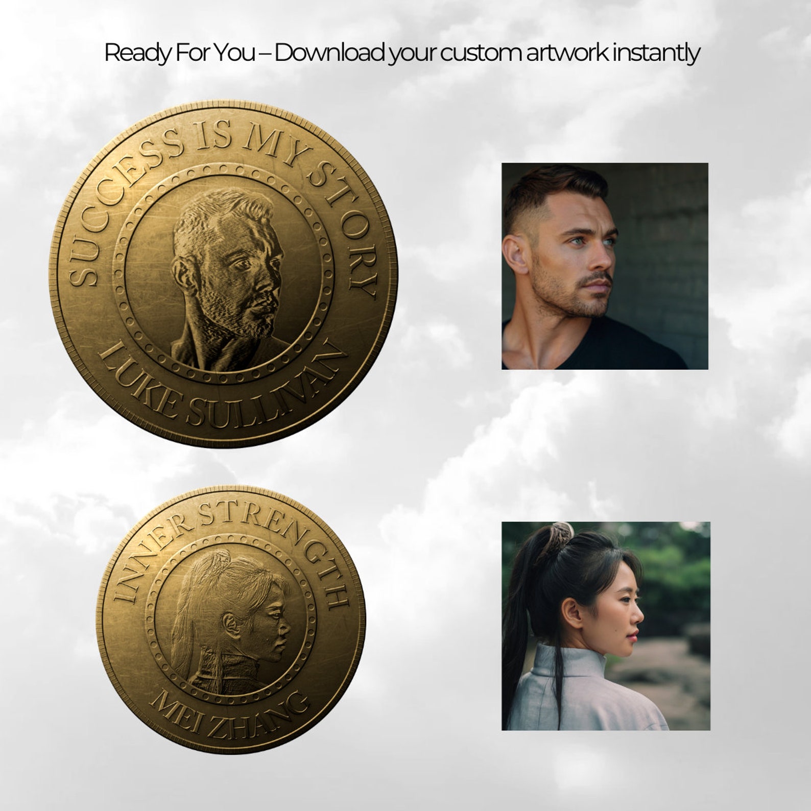 Custom Coin Pendant Personalized Coin Medallion Custom Flip Coin ...