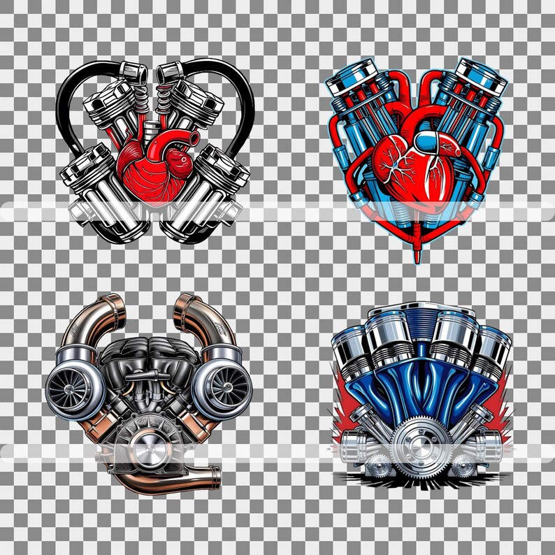 Car Engine Clipart PNG Bundle: Hot Rod & Muscle Car Designs (50 Pngs ...