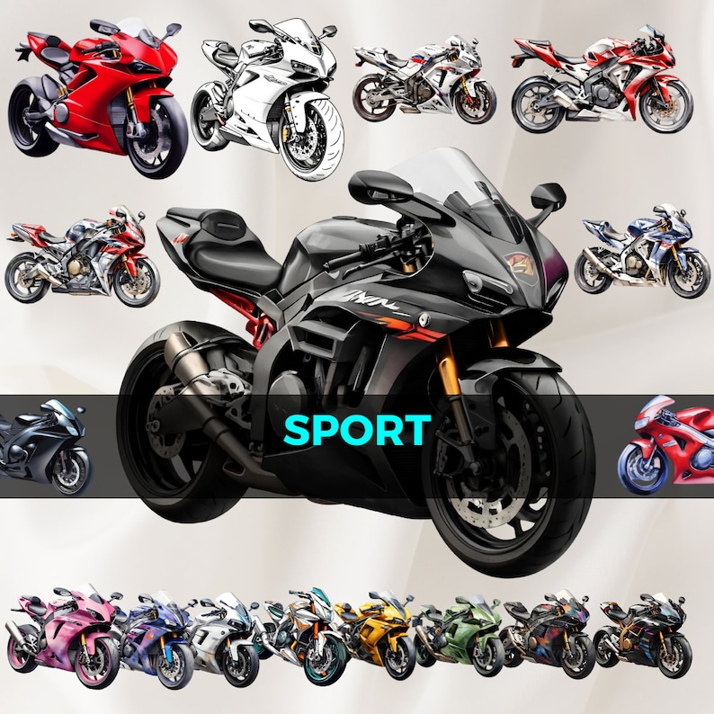 Motorcycle Clipart PNG Mega Bundle: Biker & Racing Graphics (100 Pngs ...
