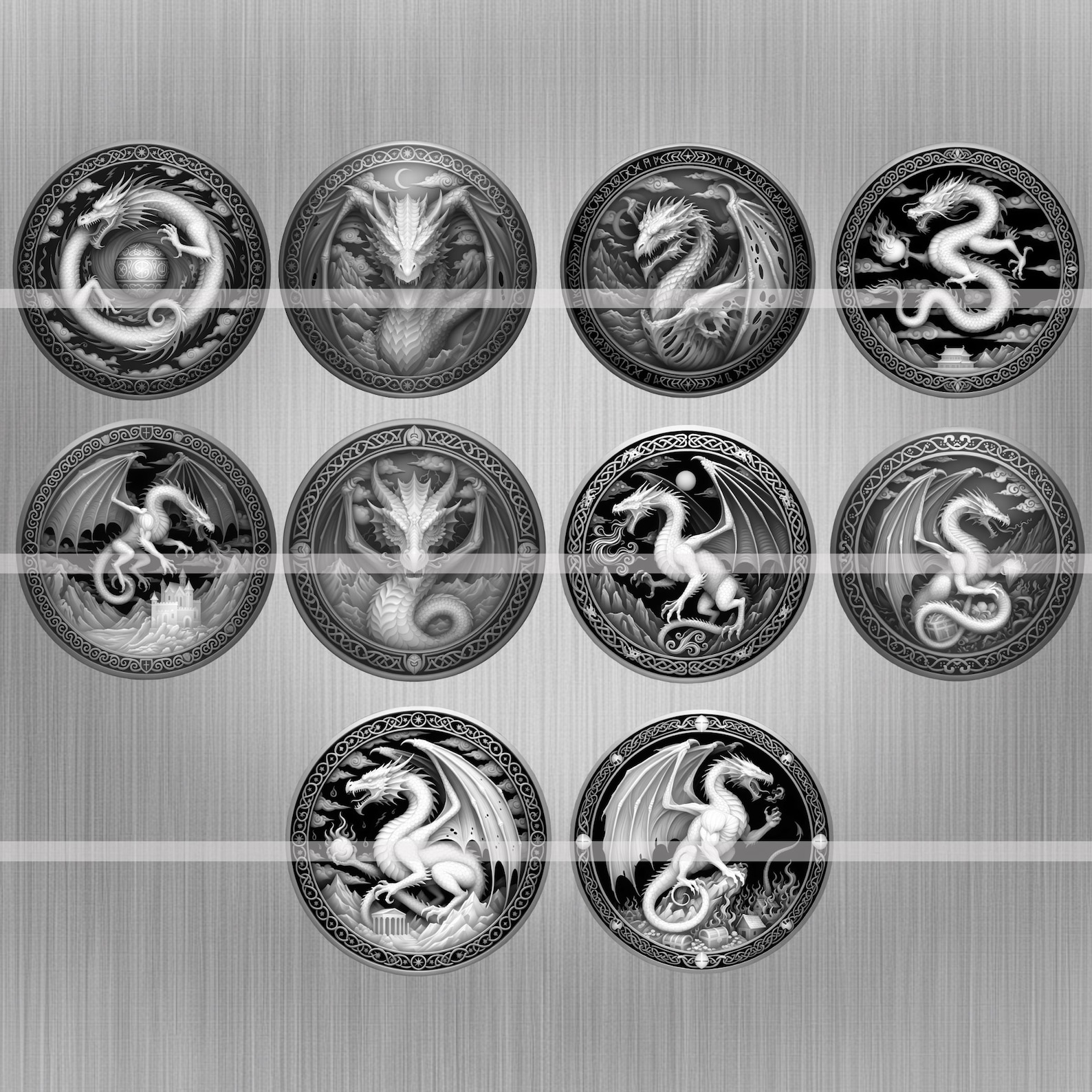 Dragon Coin Depth Map Bundle: 3D Embossing Depth Maps for Laser ...