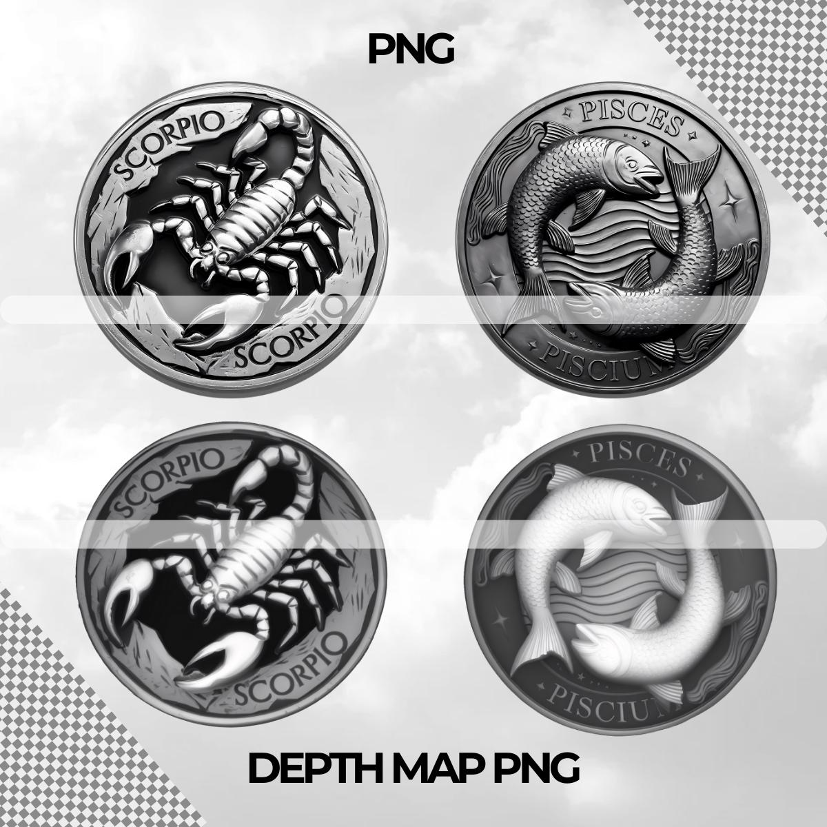 Ancient Zodiac Signs Coin PNG Zodiac Signs Laser Coin Bundle Brass Coin ...