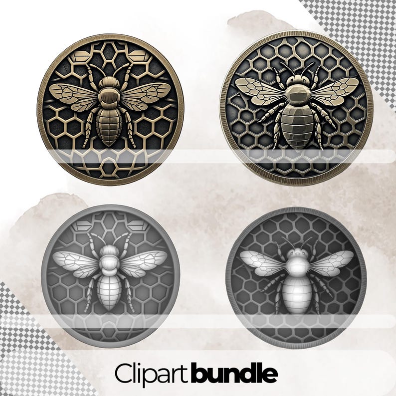 Bee Coin Depth Map Bundle: 3D Depth Maps for Laser Engraving (PNG ...