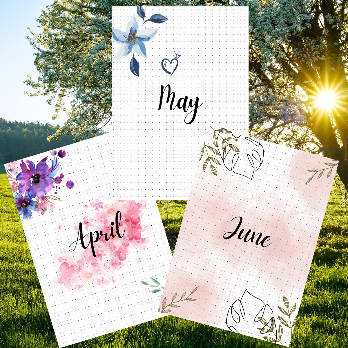 Printable Monthly Journal Covers A5 Bullet Journal Cover Pages Monthly ...