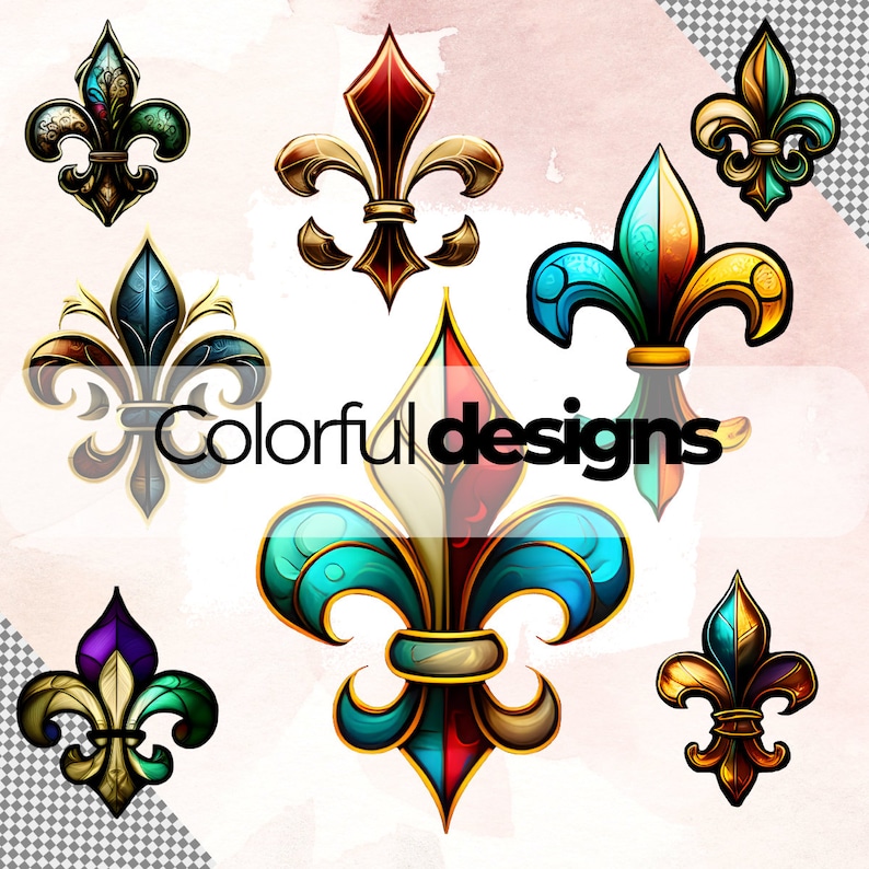 Fleur De Lis PNG Clipart Bundle Lily Flower Png Designs for Sublimation ...