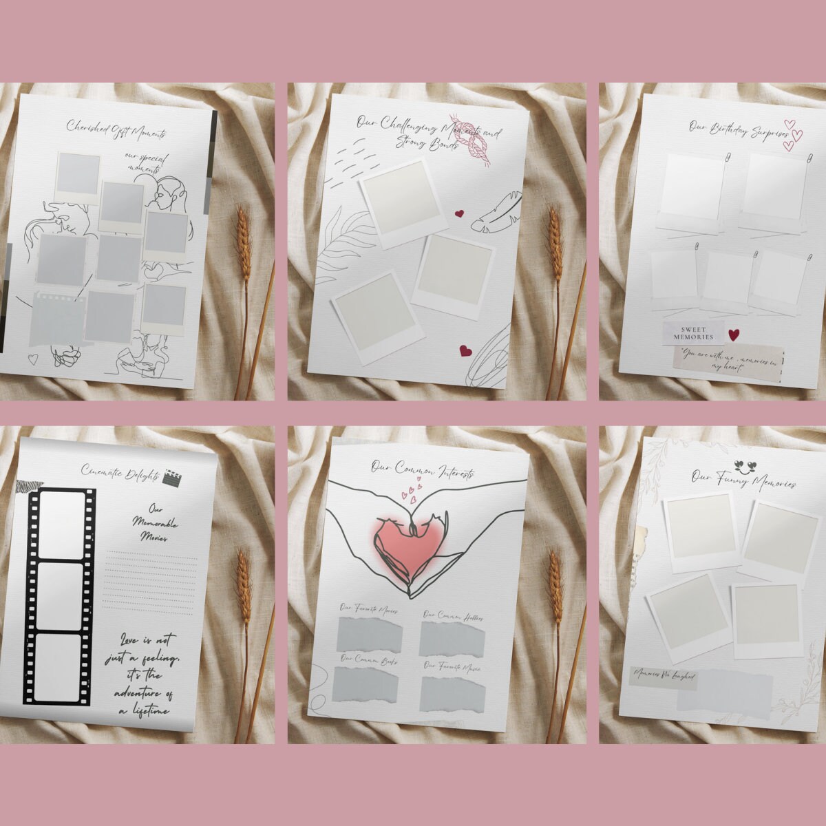 DIY Couple Scrapbook Journal Pages Template DIY Love Album Pages Couple ...