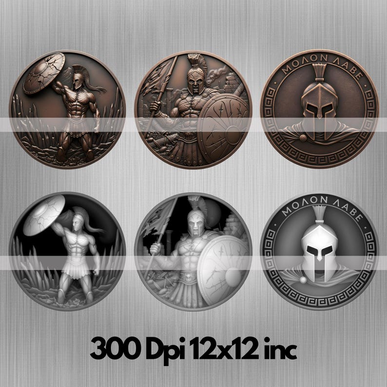 Spartan Coin Depth Map Bundle: 3D Embossing Depth Maps for Laser ...