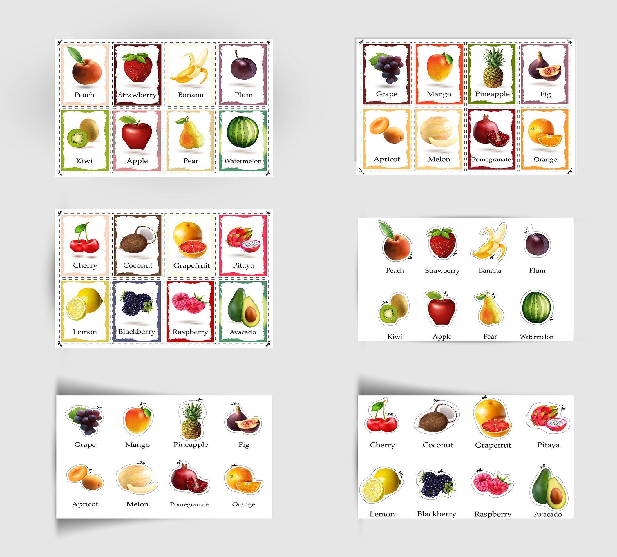 Printable Flash Cards Fruits DIY Cards Fruits Cards - Etsy