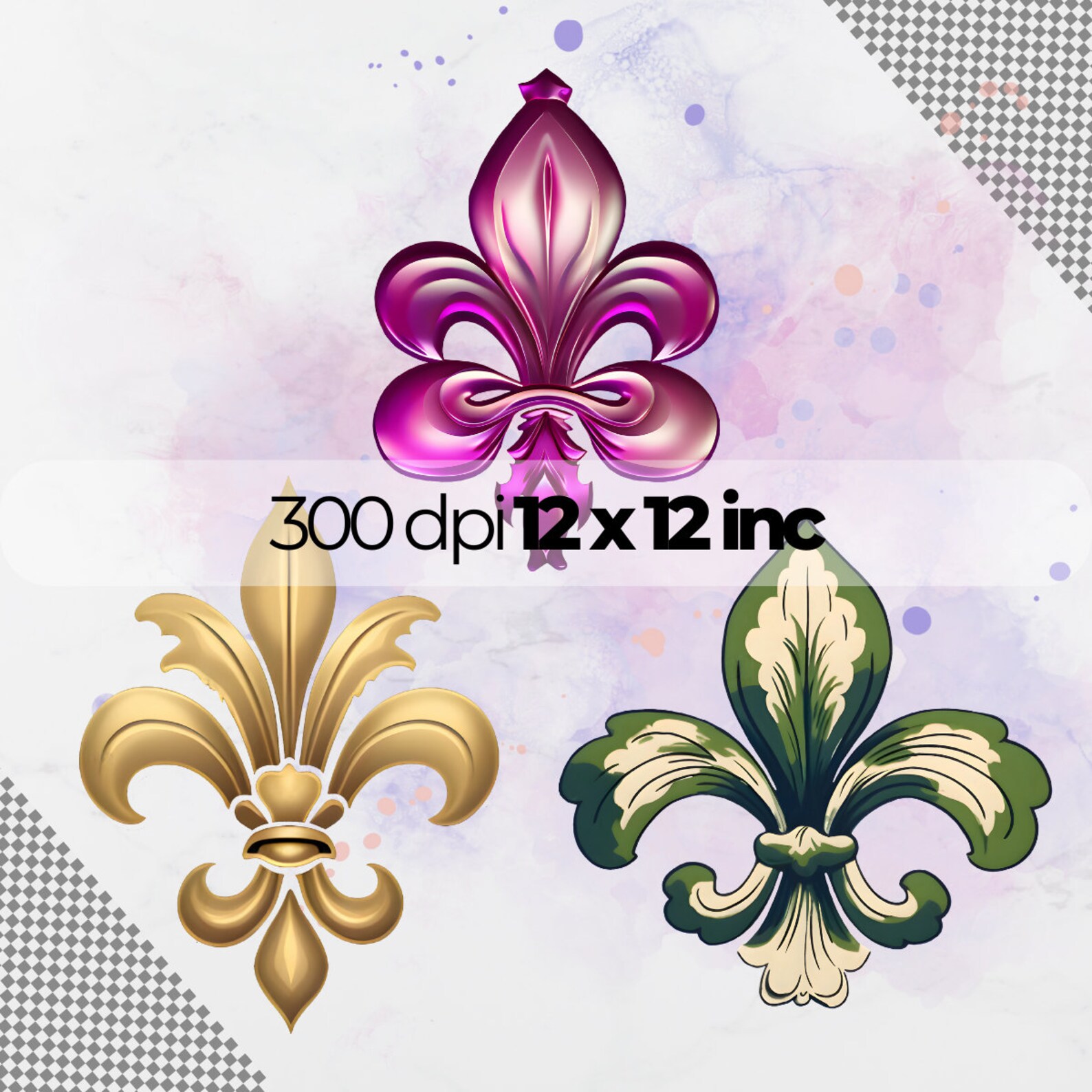 Fleur De Lis PNG Clipart Bundle Lily Flower Png Designs for Sublimation Fleur De Lys PNG Mardi ...