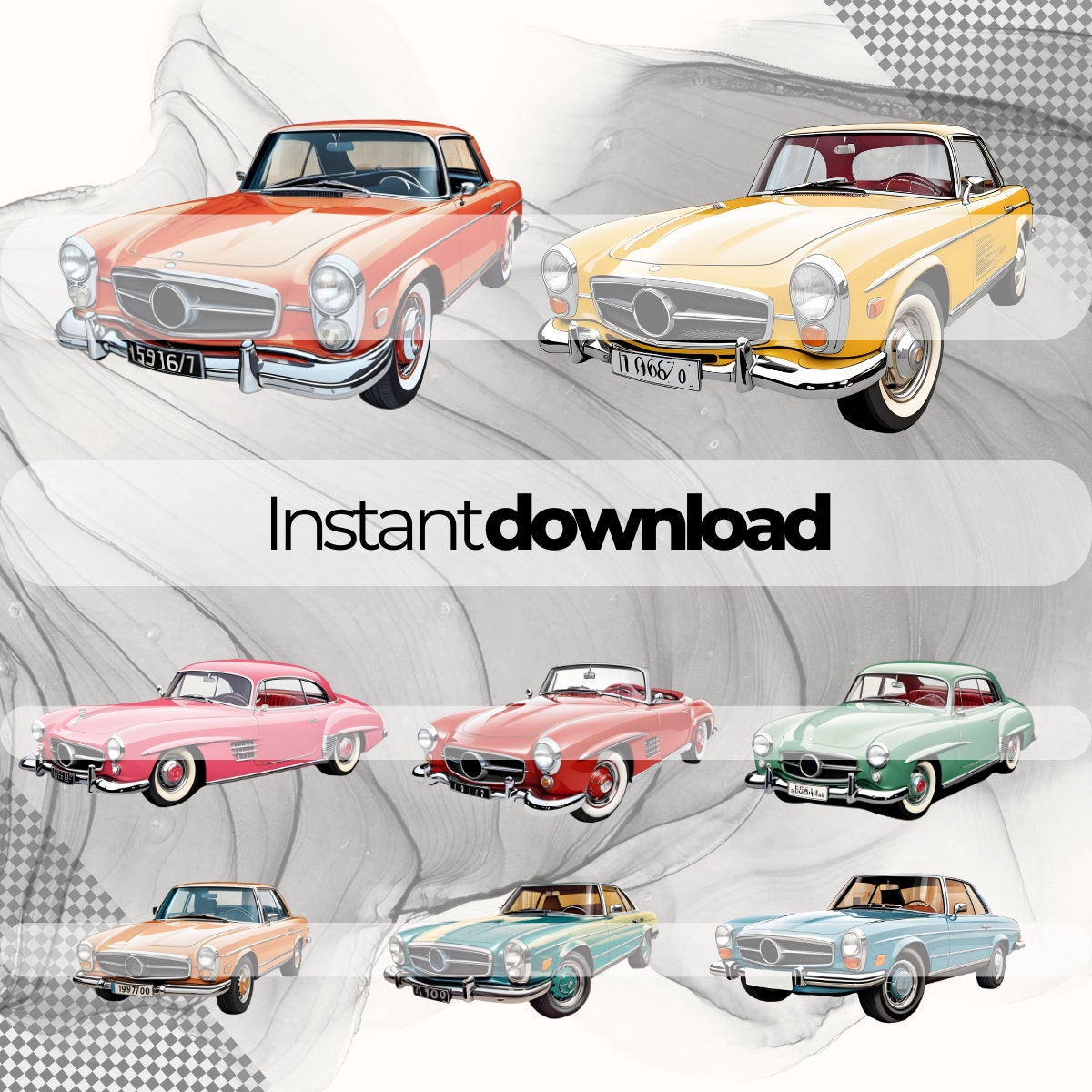 Classic Cars Clipart Bundle Muscle Cars PNG Vintage Car Clipart Car ...