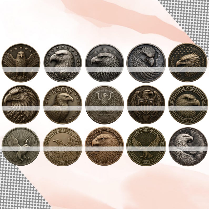 Eagle Coin 3D Laser Engraving Templates: Depth Maps Pack (embossing ...