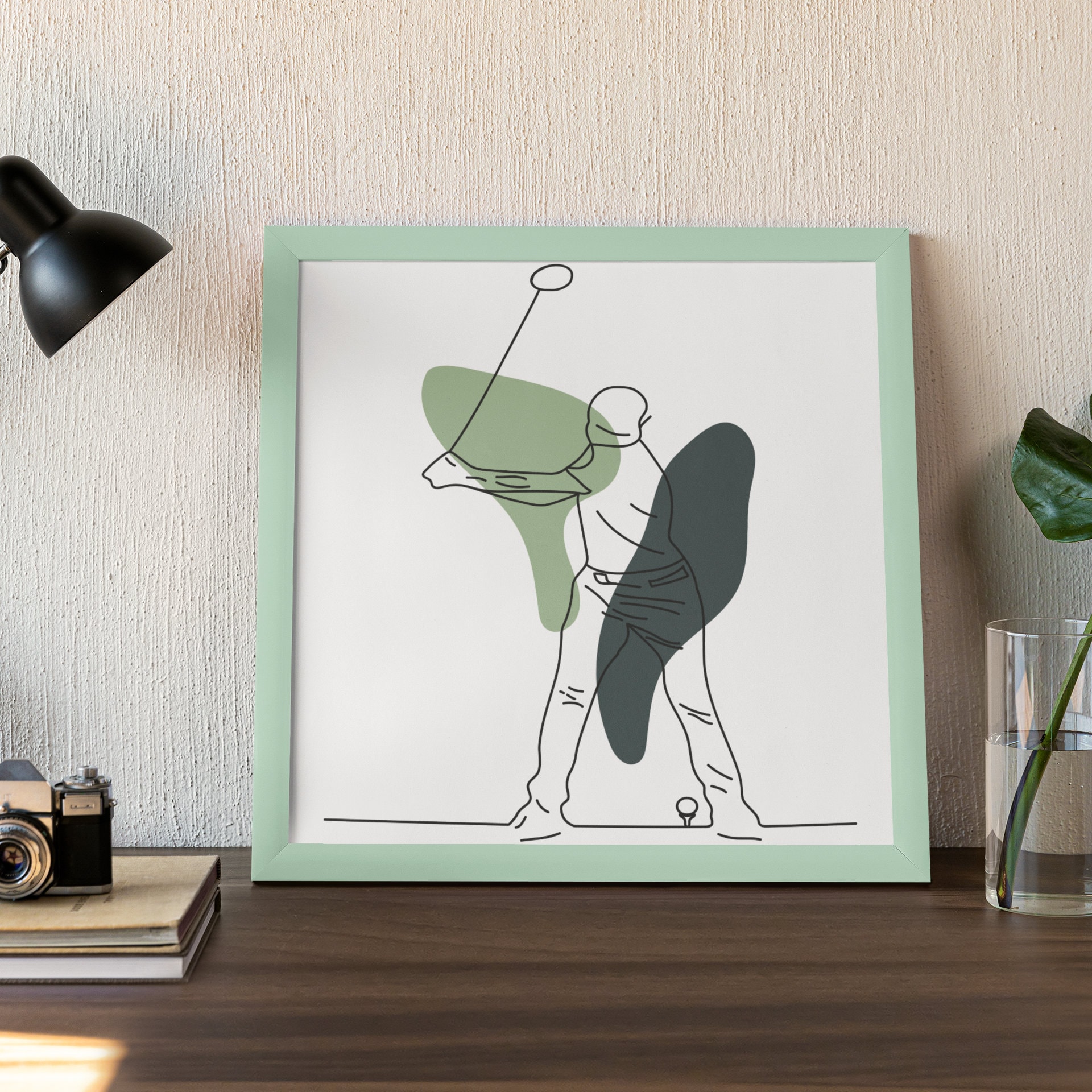 Minimalist Golf Player Line Art Golf Wall Art Golf Art Print Golf Art ...