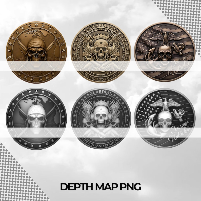 Marine Military Valor Coin Depth Map Bundle: 3D Depth Maps for Laser ...