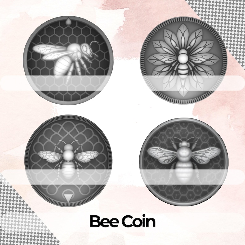 Bee Coin Depth Map Bundle: 3D Depth Maps for Laser Engraving (PNG ...