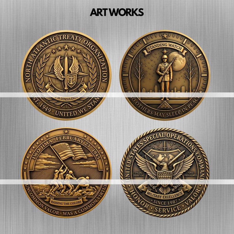 Military & Patriotic Coin Depth Map Bundle: 3D Embossing Height Maps ...