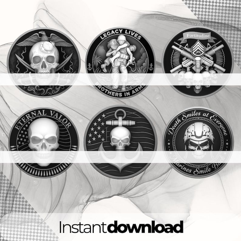 Marine Military Valor Coin Depth Map Bundle: 3D Depth Maps for Laser ...