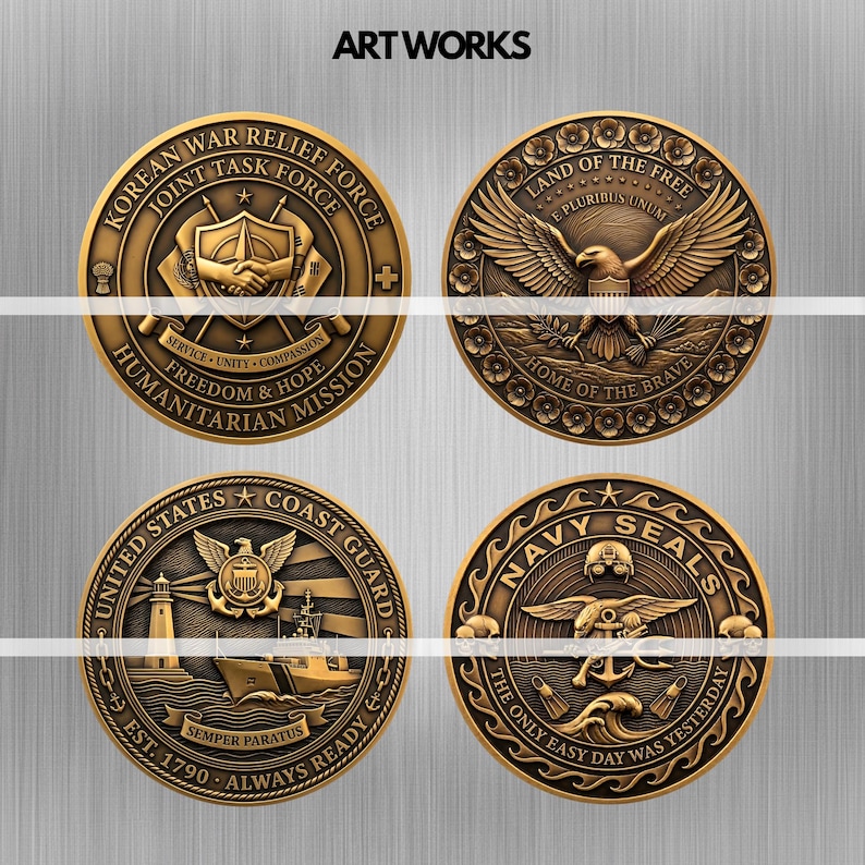 Military & Patriotic Coin Depth Map Bundle: 3D Embossing Height Maps ...