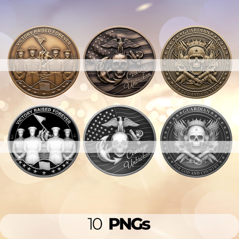 Marine Military Valor Coin Depth Map Bundle: 3D Depth Maps for Laser ...