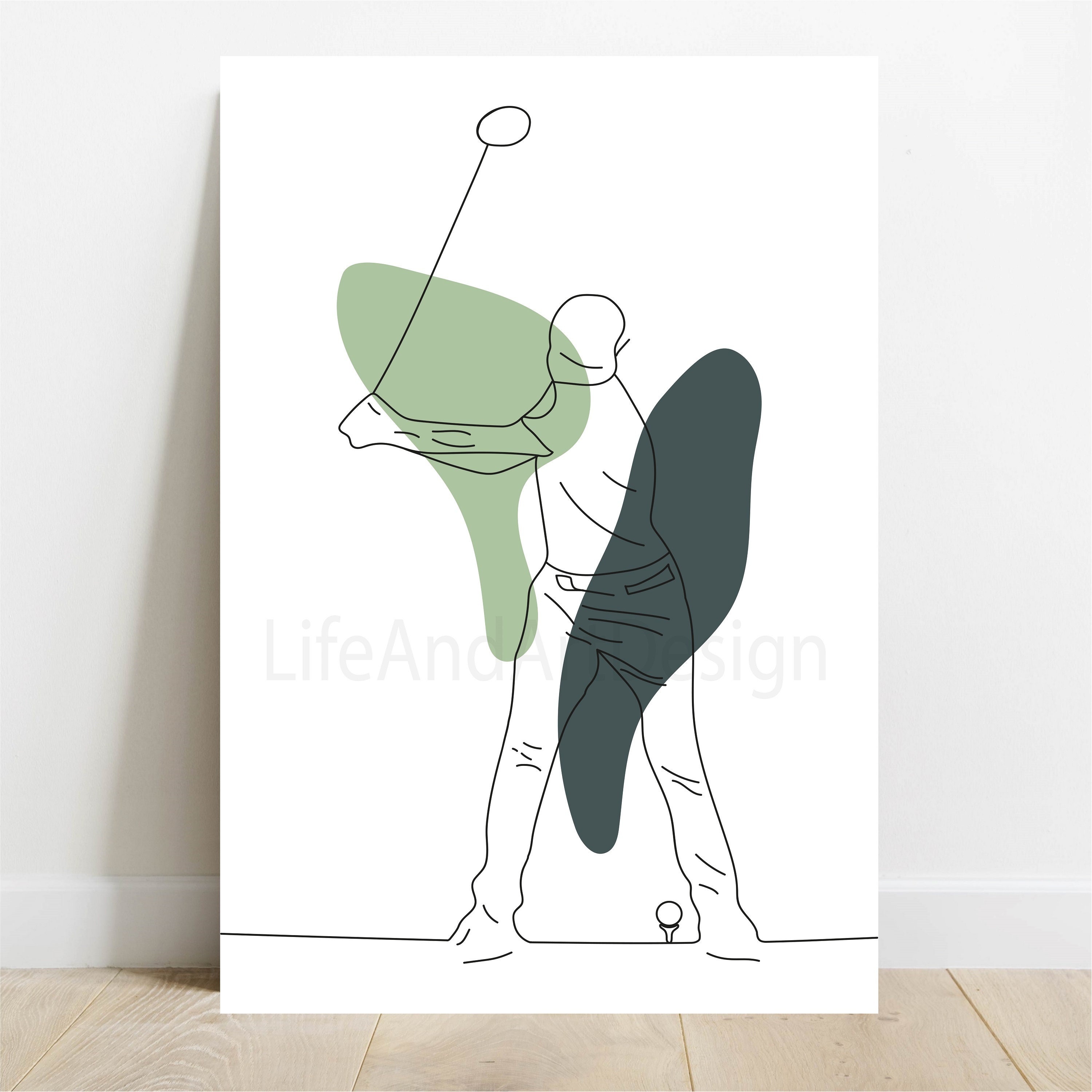 Minimalist Golf Player Line Art Golf Wall Art Golf Art Print Golf Art ...