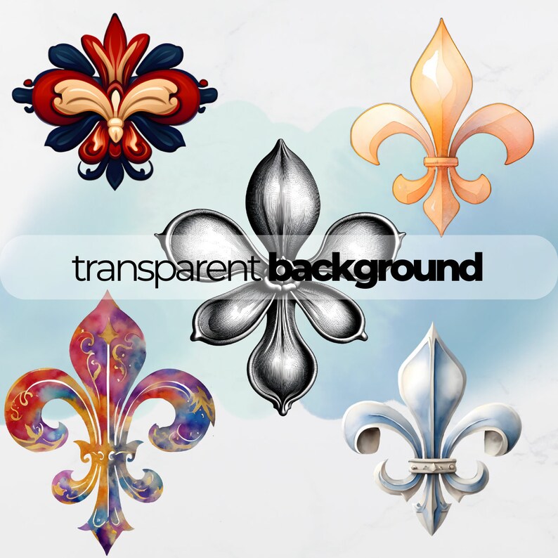 Fleur De Lis PNG Clipart Bundle Lily Flower Png Designs for Sublimation ...