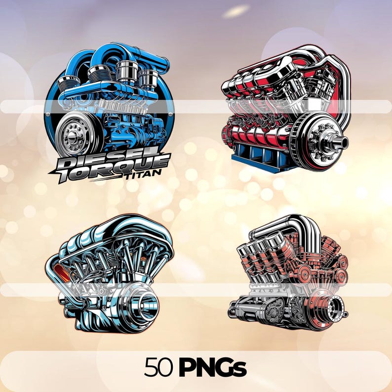 Car Engine Clipart PNG Bundle: Hot Rod & Muscle Car Designs (50 Pngs ...