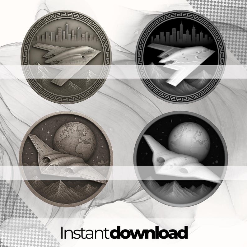 Air Force Coin Depth Map Pack: Grayscale PNG 3D Relief for CNC & Laser ...