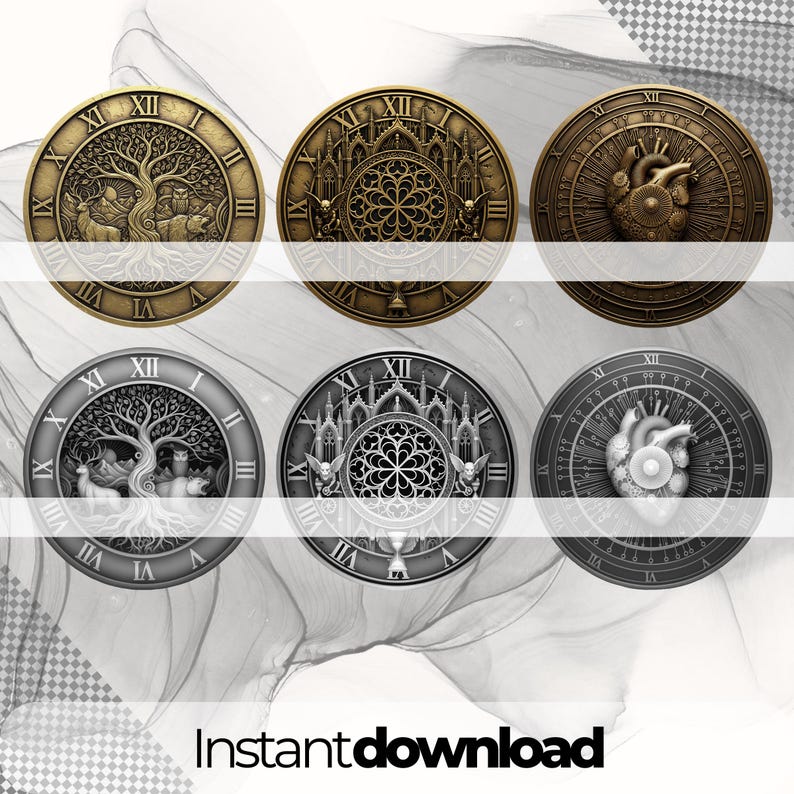 3D Clock Design Depth Maps: Laser Engraving and CNC Relief (PNG) - Etsy