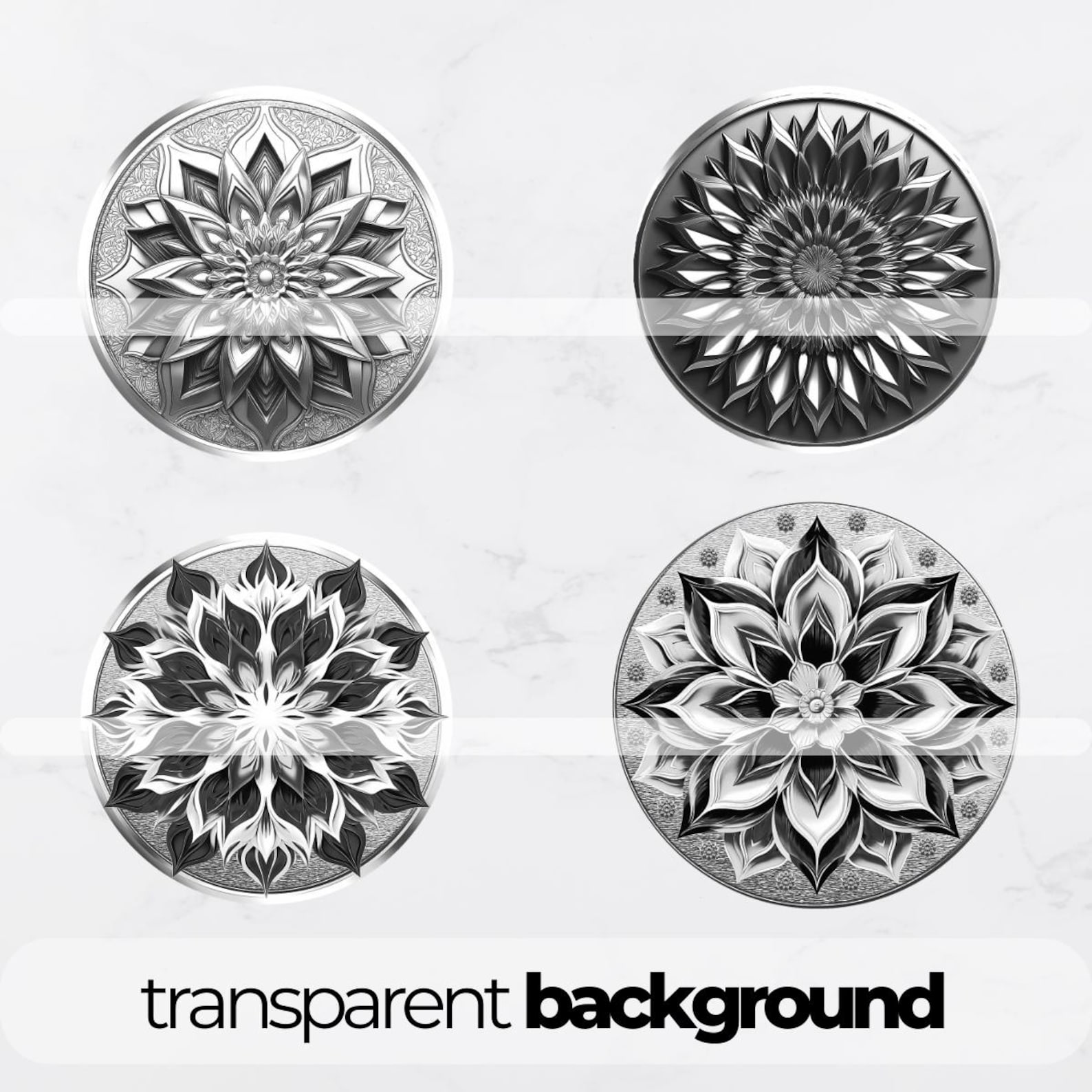 Mandala Coin Depth Map Pack: 3D Depth Maps for Laser Engraving (PNG ...