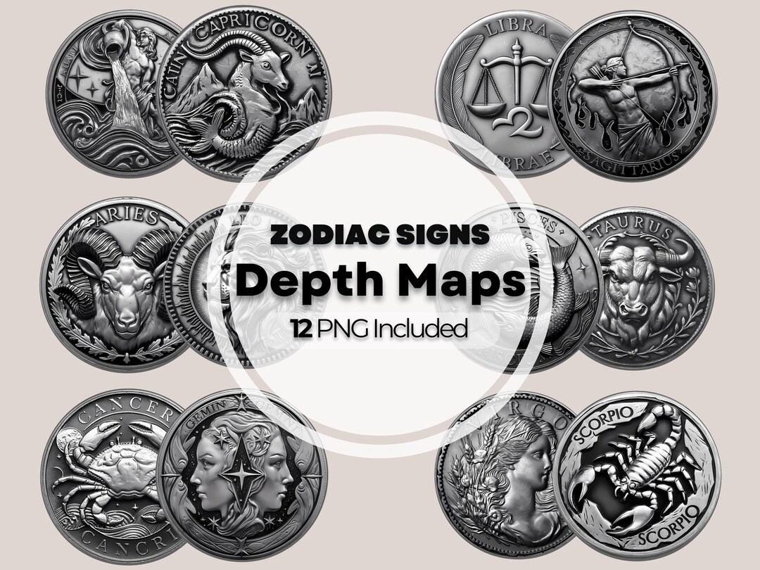 Ancient Zodiac Signs Coin PNG Zodiac Signs Medallion Design Brass Coin ...