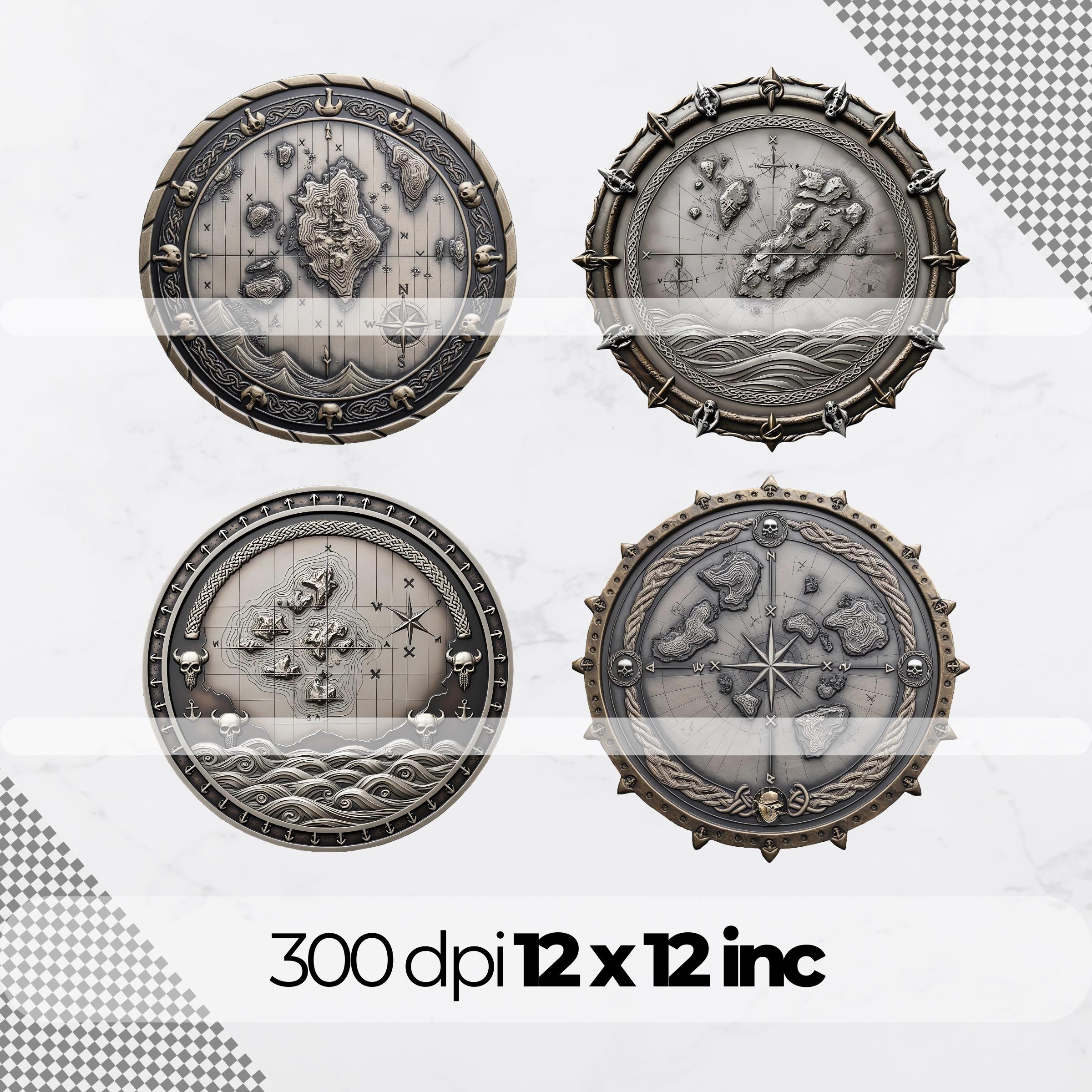 Pirate Coin Depth Map Bundle: 3D Depth Maps for Laser Engraving (PNG ...