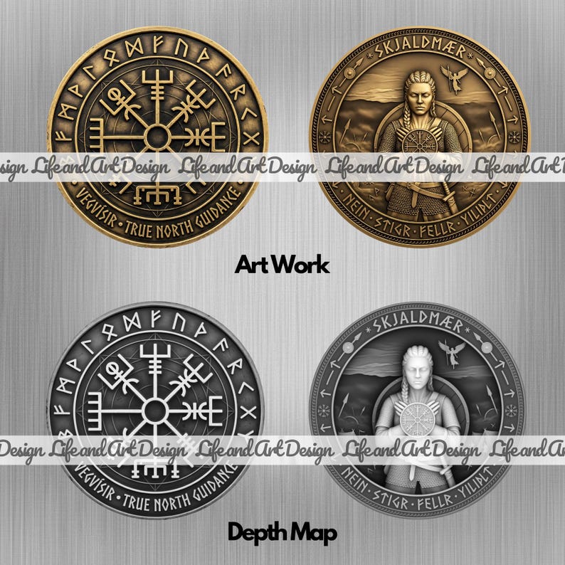 Nordic Vegvisir Coin Depth Map Bundle: 3D Embossing Depth Maps for ...