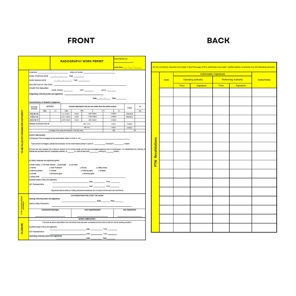Osha/iso45001-compliant Permit to Work Procedure and Templates Permit ...