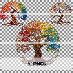 Tree of Life Clipart Bundle Mystical Old Tree Clip Art Vibrant ...