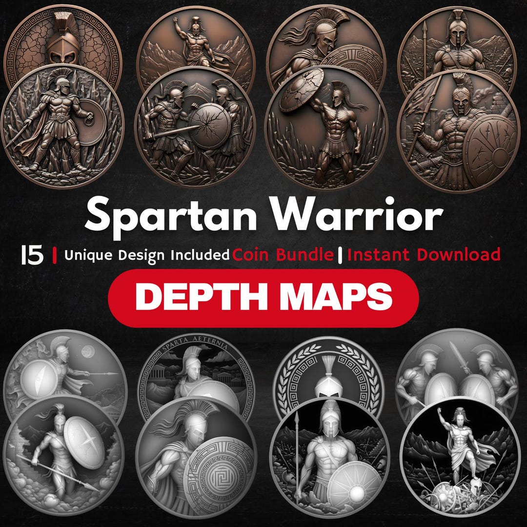 Spartan Coin Depth Map Bundle: 3D Embossing Depth Maps for Laser ...