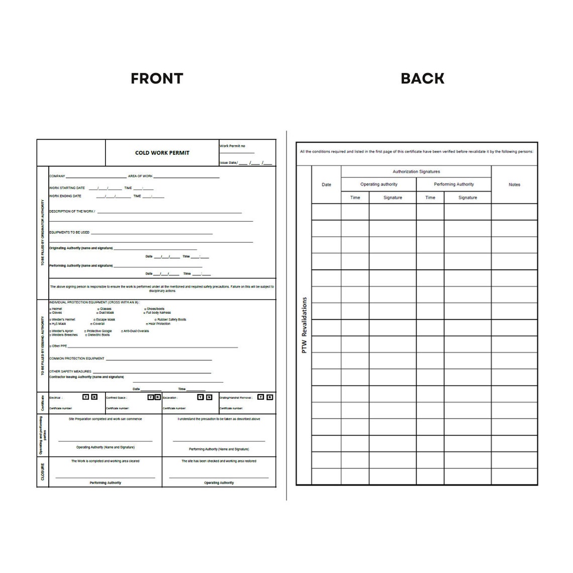 Osha/iso45001-compliant Permit to Work Procedure and Templates Permit ...