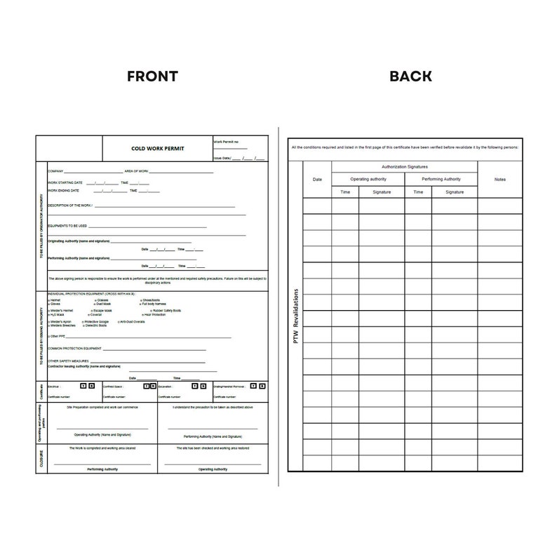 Osha/iso45001-compliant Permit to Work Procedure and Templates Permit ...