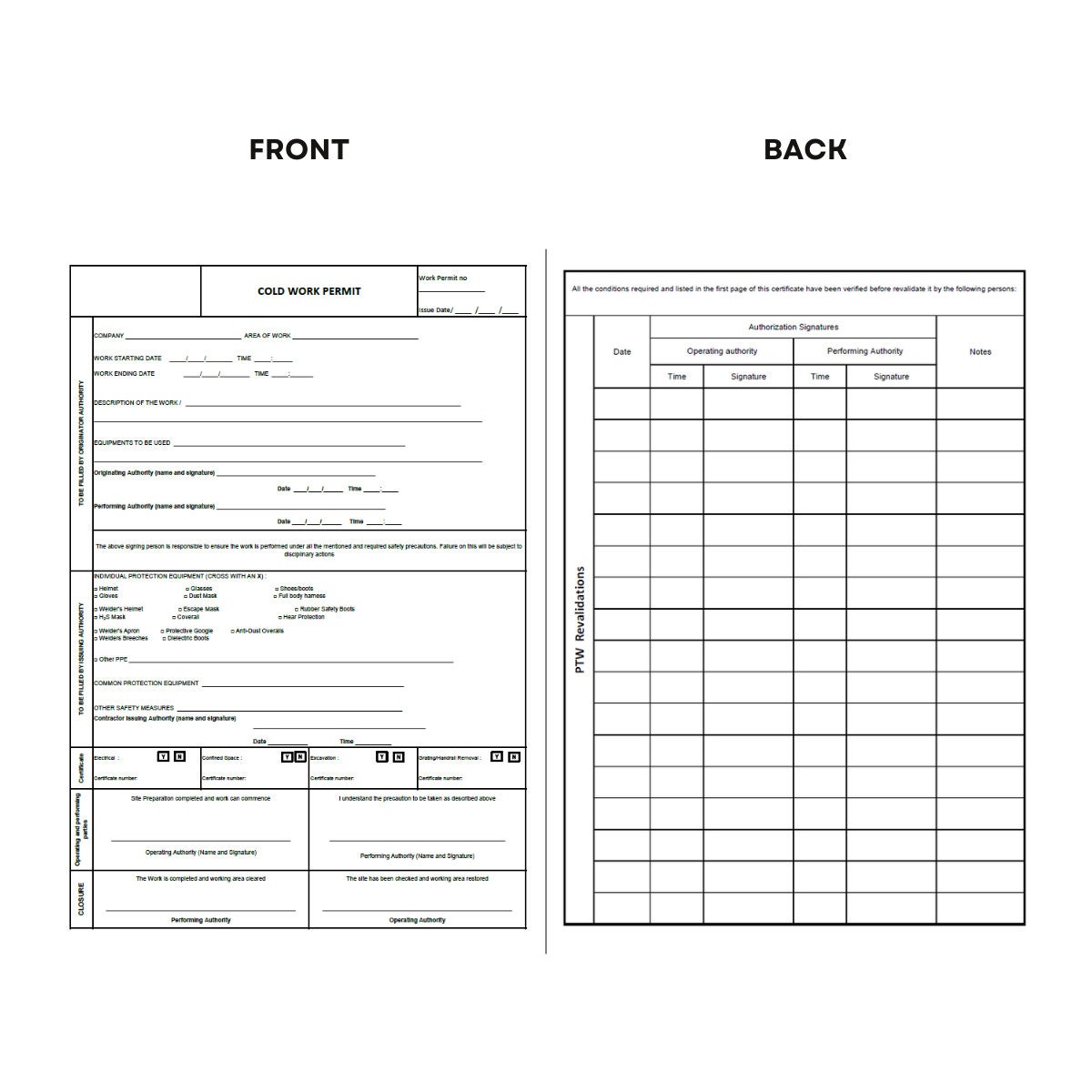 Osha/iso45001-compliant Permit to Work Procedure and Templates Permit ...