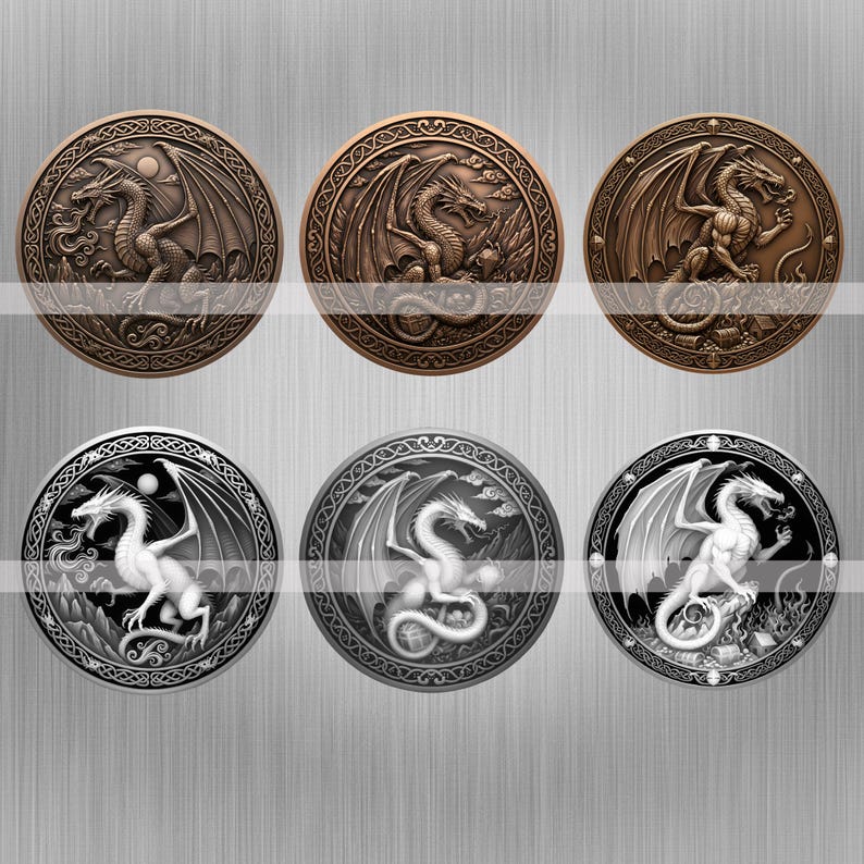 Dragon Coin Depth Map Bundle: 3D Embossing Depth Maps for Laser ...