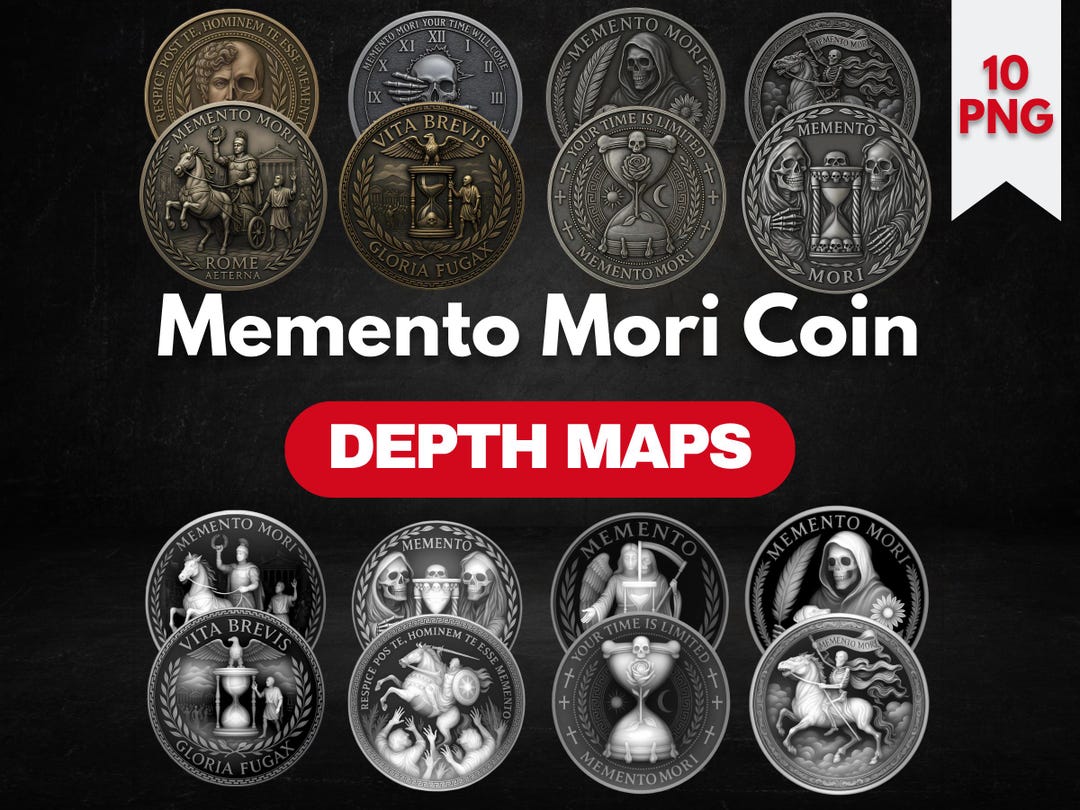 Memento Mori Coin Depth Map Bundle: 3D Depth Maps for Laser Engraving ...