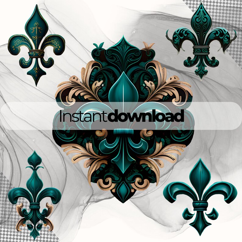 Fleur De Lis PNG Clipart Bundle Lily Flower Png Designs for Sublimation ...