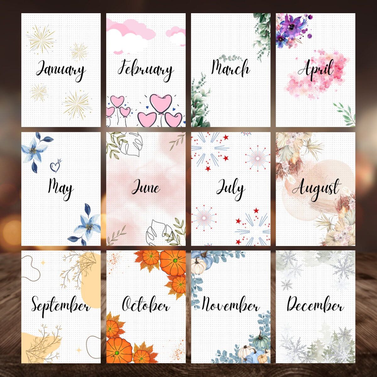 Printable Monthly Journal Covers A5 Bullet Journal Cover Pages Monthly ...