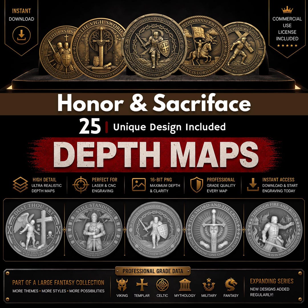 Honor & Sacrifice Depthmap for Coin Engraving: 3D Depth Maps for Laser ...