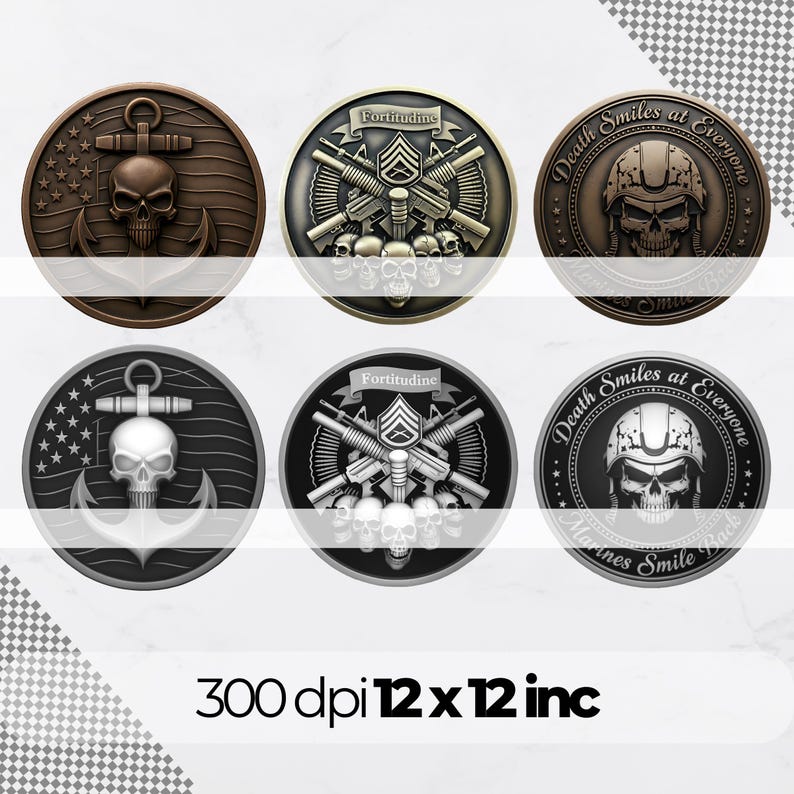 Marine Military Valor Coin Depth Map Bundle: 3D Depth Maps for Laser ...